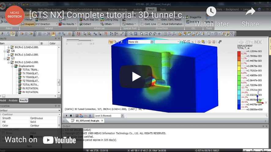 Midas GTS NX: 3D tunnel connection analysis